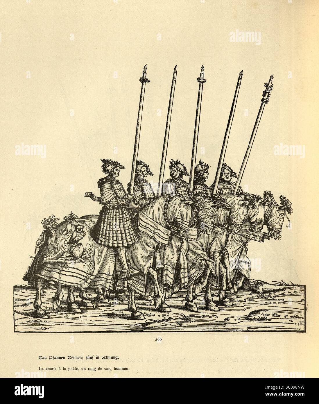 Renaissance art, late medieval knights in armour, carrying lances ...