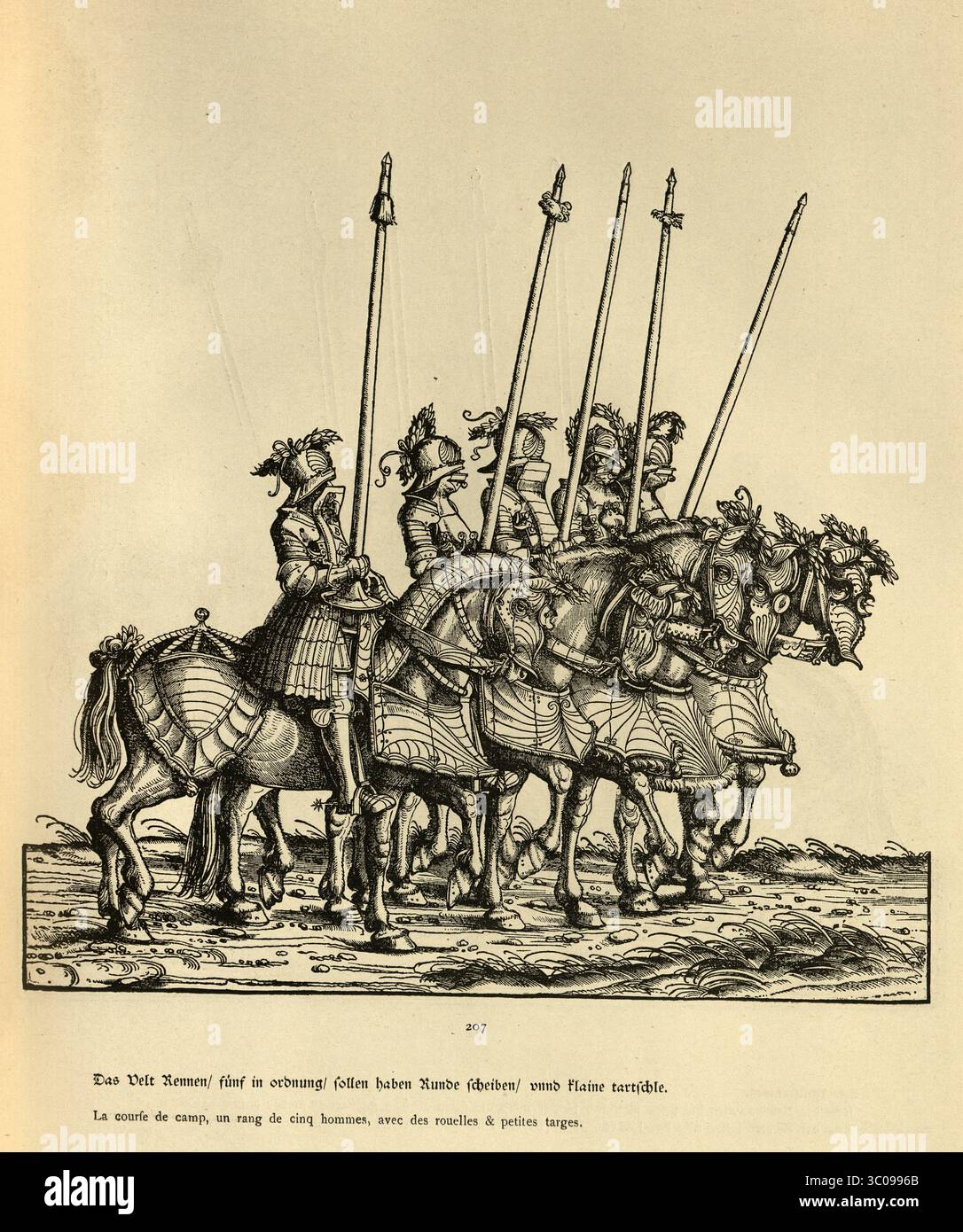 Renaissance art, late medieval knights in armour, carrying lances ...