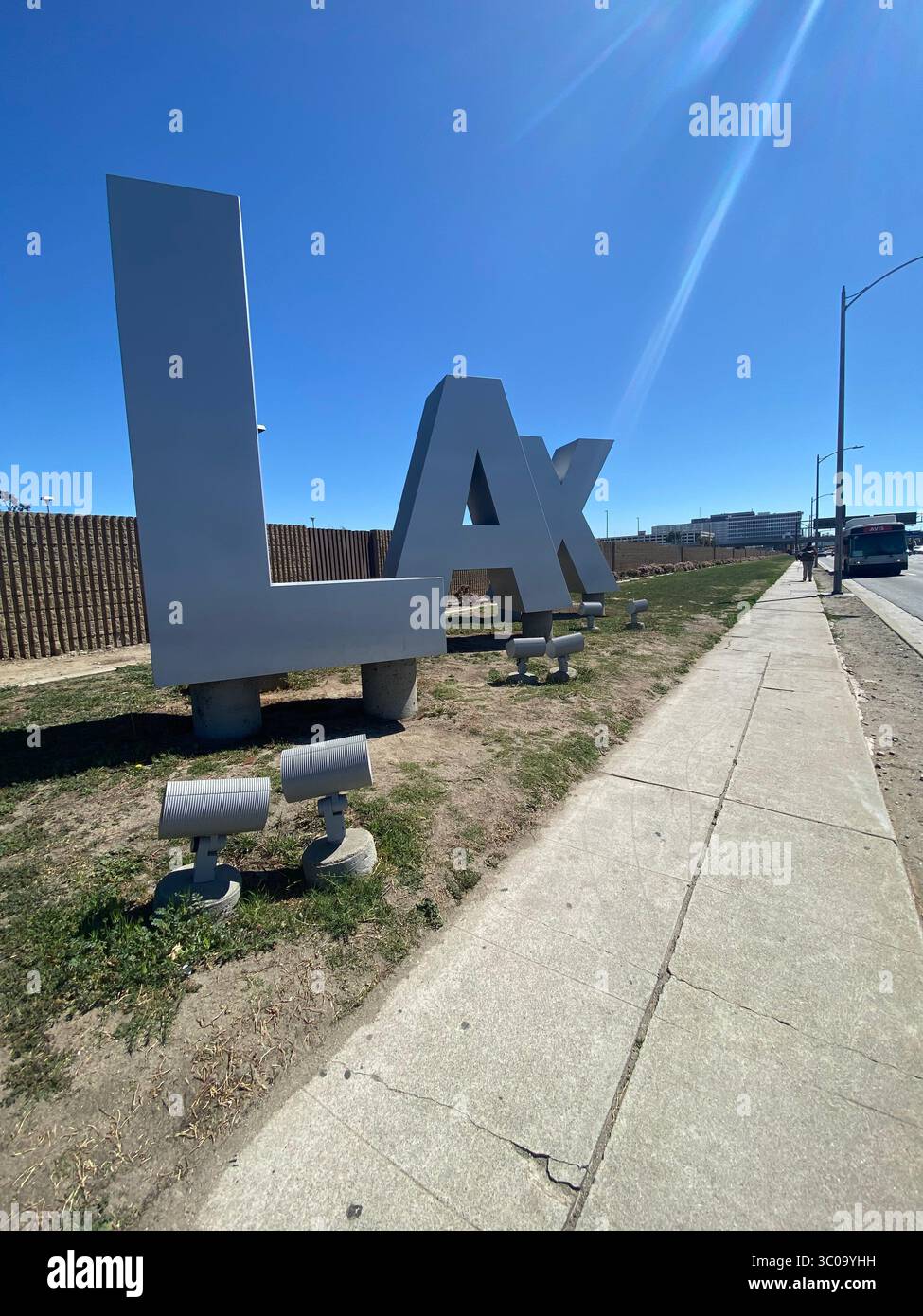Entrance sign for Los Angeles International Airport (LAX), showing the ...
