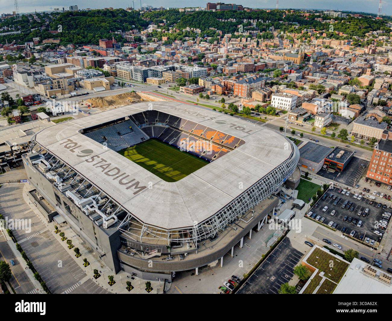 Cincinnati, United States - 18 July 2025: Aerial view of TQL Stadium, a ...