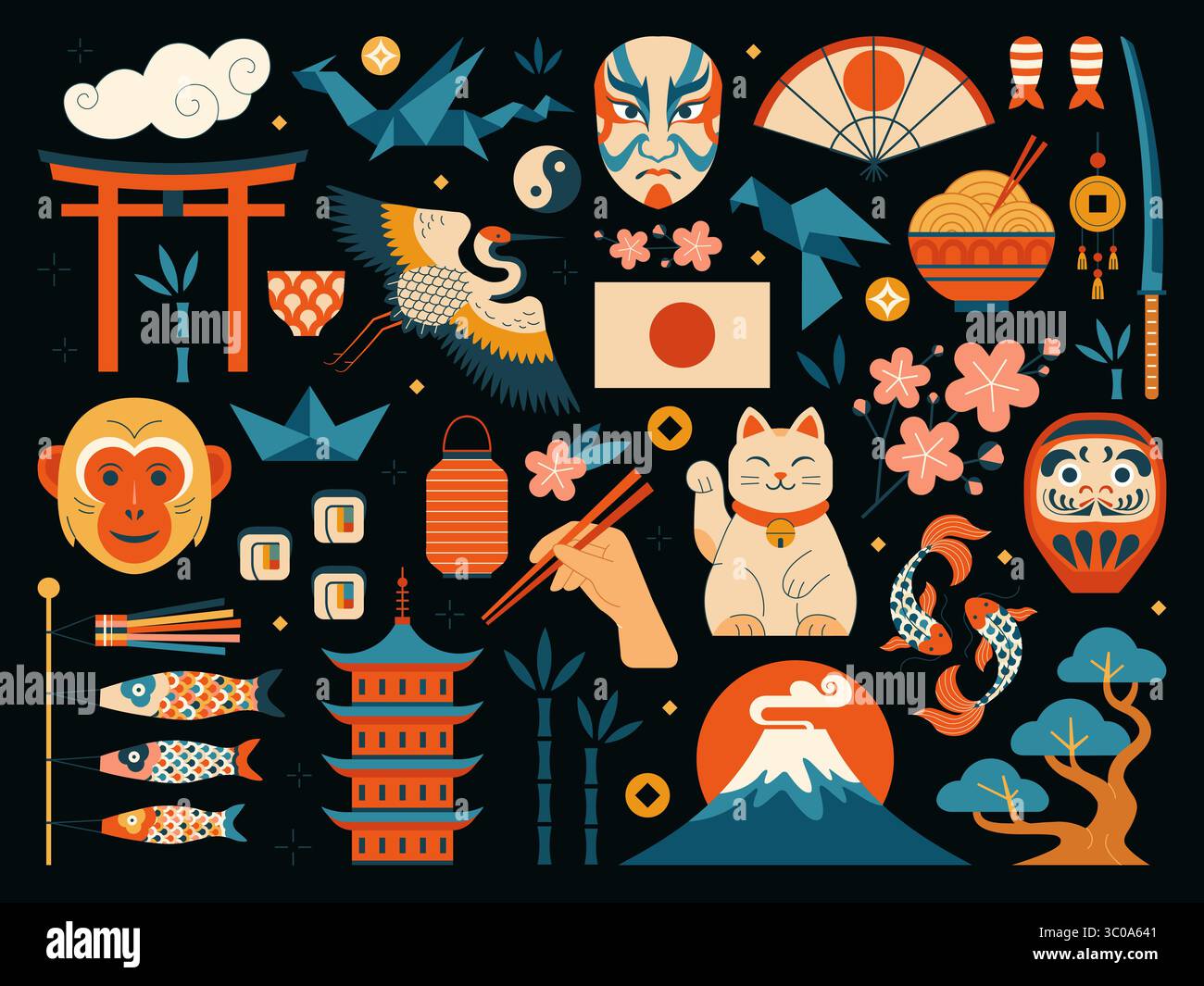 Explore Japan Design Elements and Icons Set Stock Vector Image & Art ...