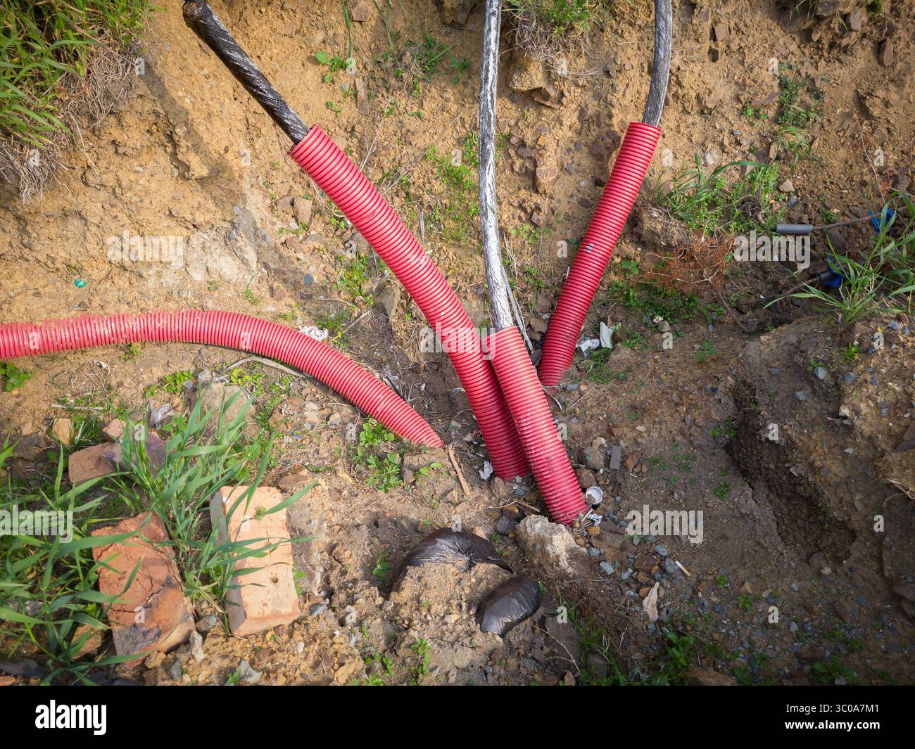 Underground electrical cables. Repair of urban infrastructure Stock ...