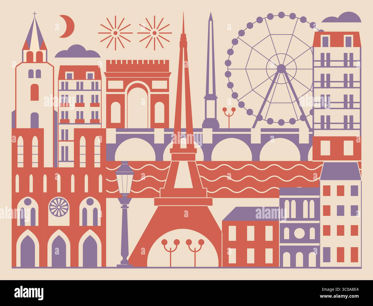 Paris Travel Card with Architecture Landmarks Stock Vector Image & Art ...