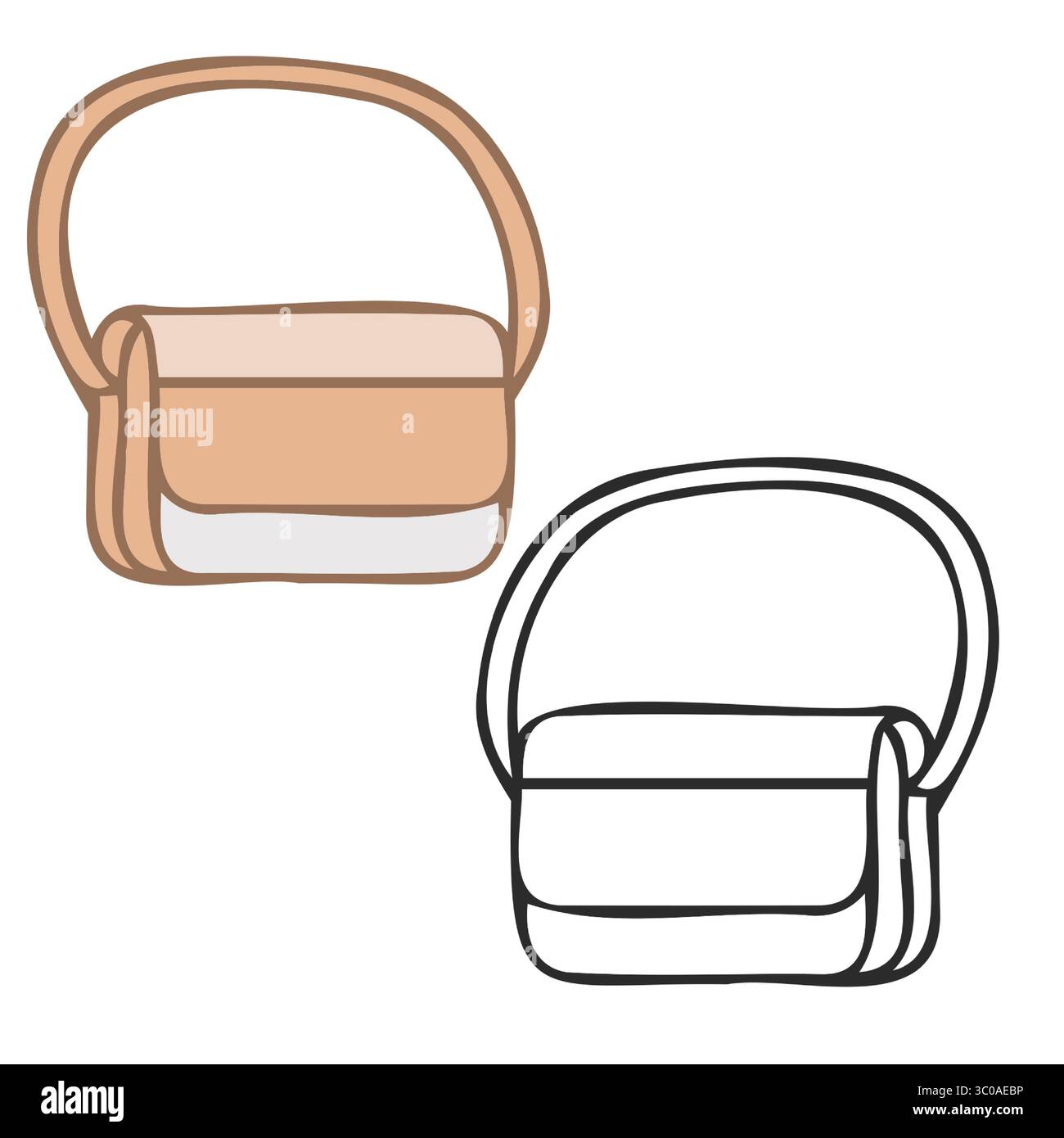 Men bags wallets small cases simple outline and color vector Stock ...