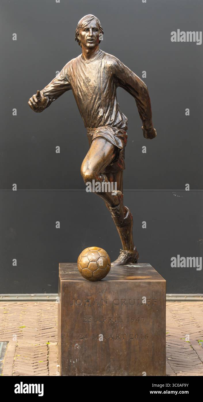 Amsterdam, The Netherlands, 14.07.2025, Bronze statue of legendary dutch football player Johan ...