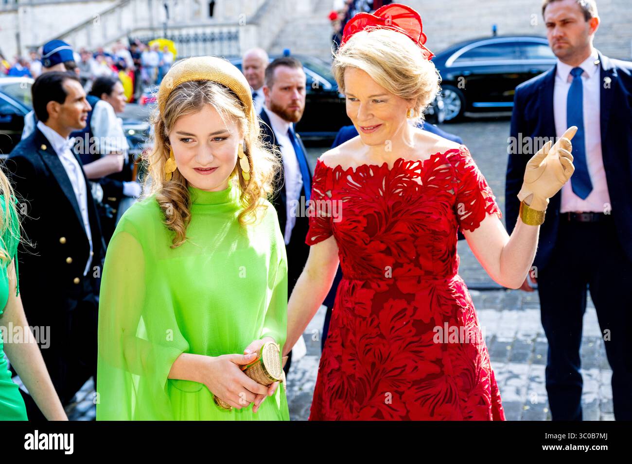 Queen Mathilde, Princess Elisabeth attending Te Deum at Cathedral of St ...
