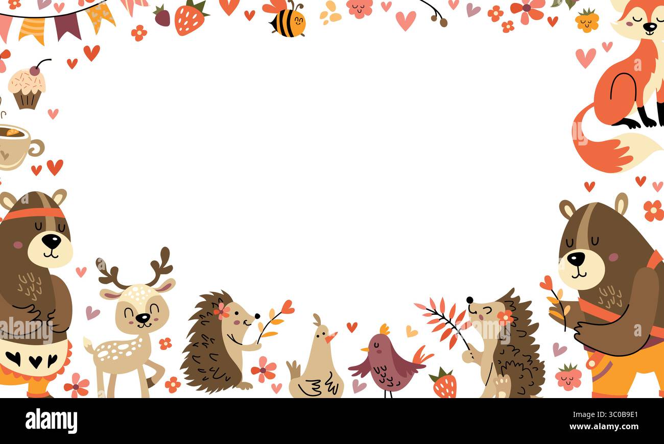 Childrens animals background cute Stock Vector Images - Alamy
