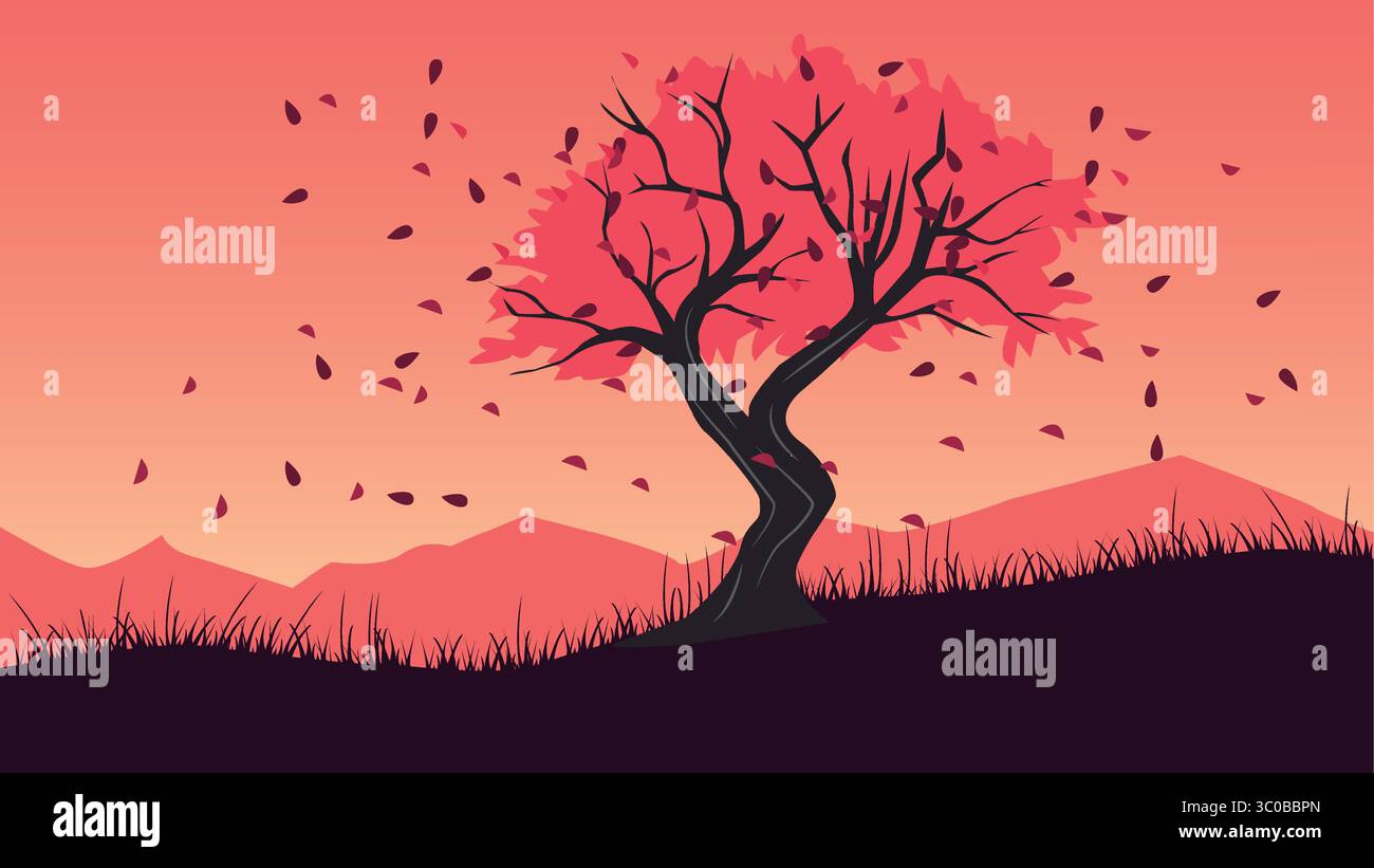 Autumn tree with falling leaves Stock Vector Image & Art - Alamy