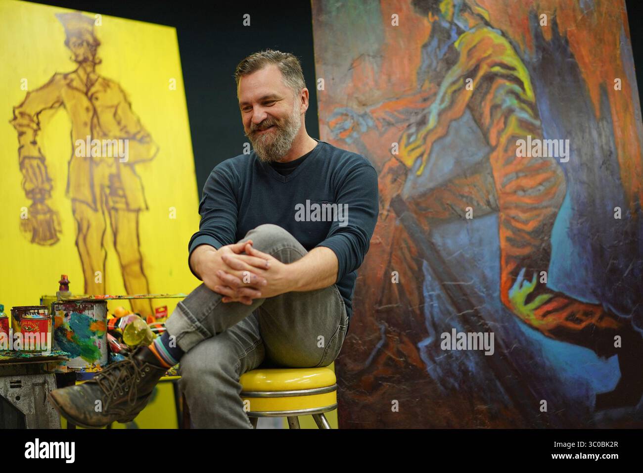 October 12, 2018 - Plymouth, MI, USA - Artist Tony Roko poses next to ...