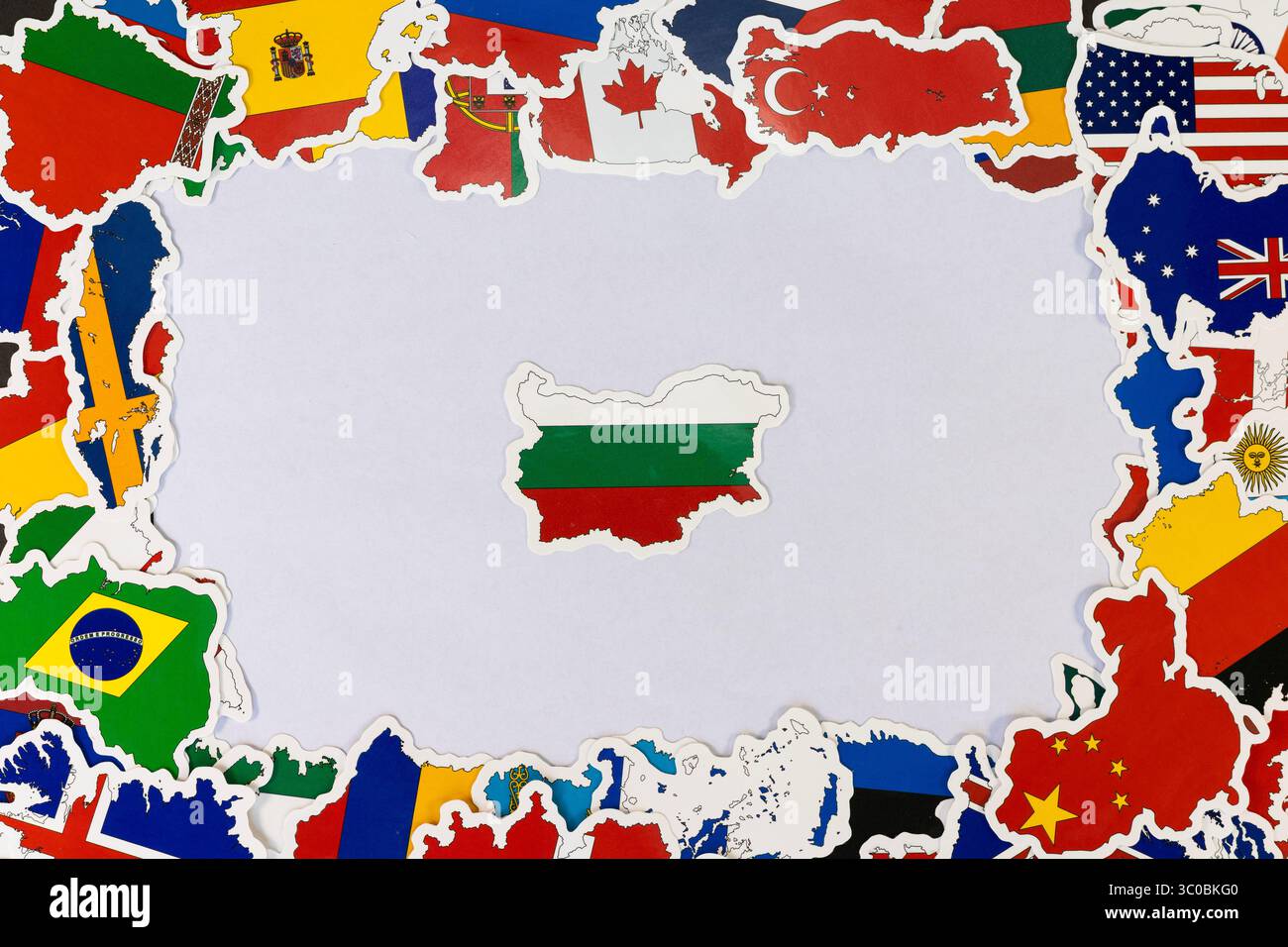 Bulgaria Flag Map Surrounded by International Country Map Shapes Stock ...