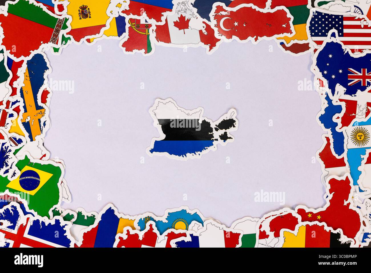 Estonia Map Flag Surrounded by World Country Map Shape Flags Stock ...