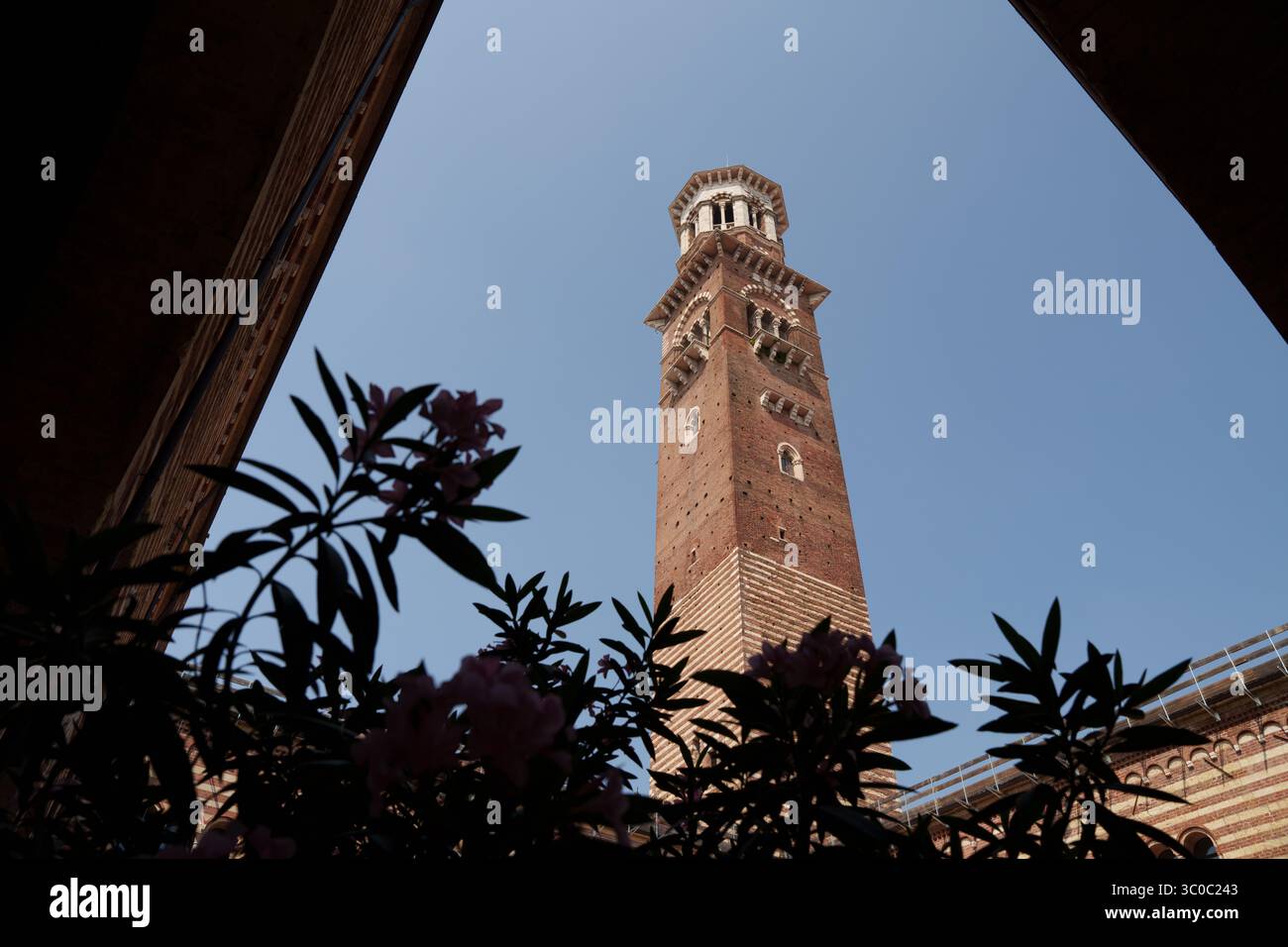 The Lamberti Tower (Torre dei Lamberti) in Verona is a historical ...