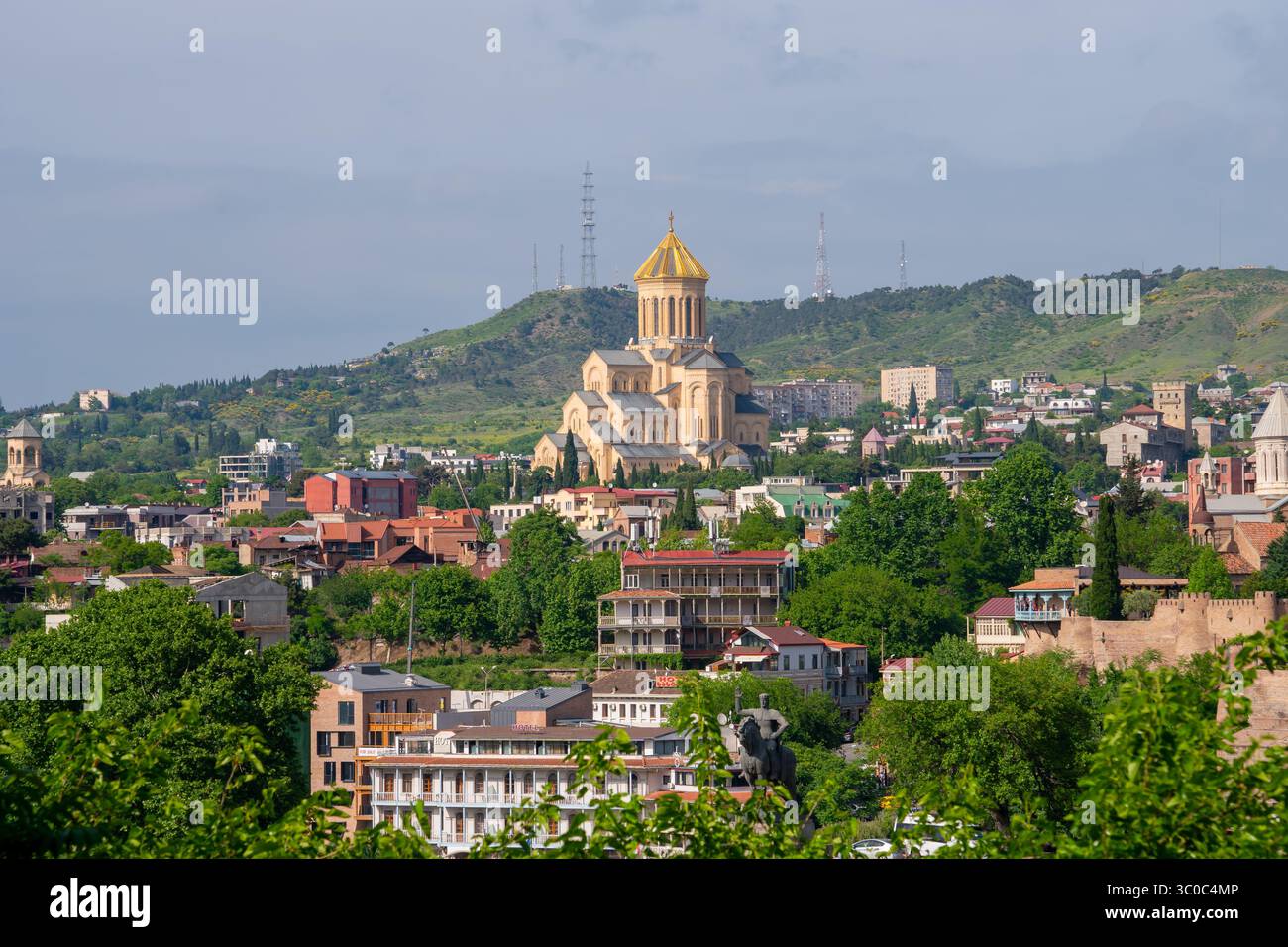 Tbilisi, Georgia - 17 May, 2025: View of Tbilisi old town with Holy ...