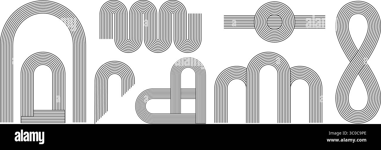 Zen arch set, simple line arch and shapes. Geometric Japanese zen ...