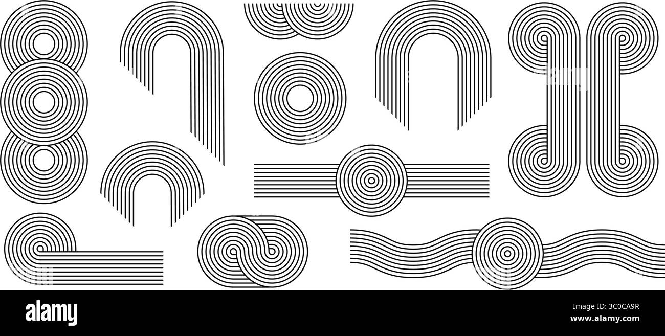 Zen arch set, simple line arch and shapes. Geometric Japanese zen ...