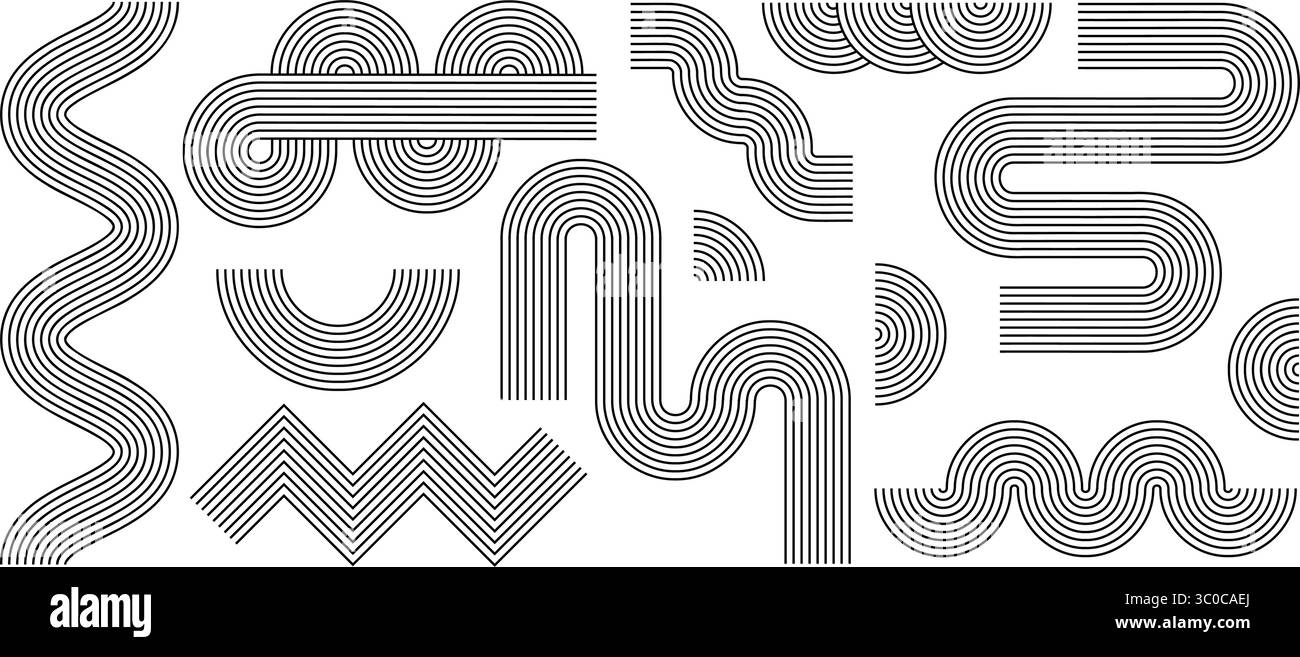 Zen arch set, simple line arch and shapes. Geometric Japanese zen ...