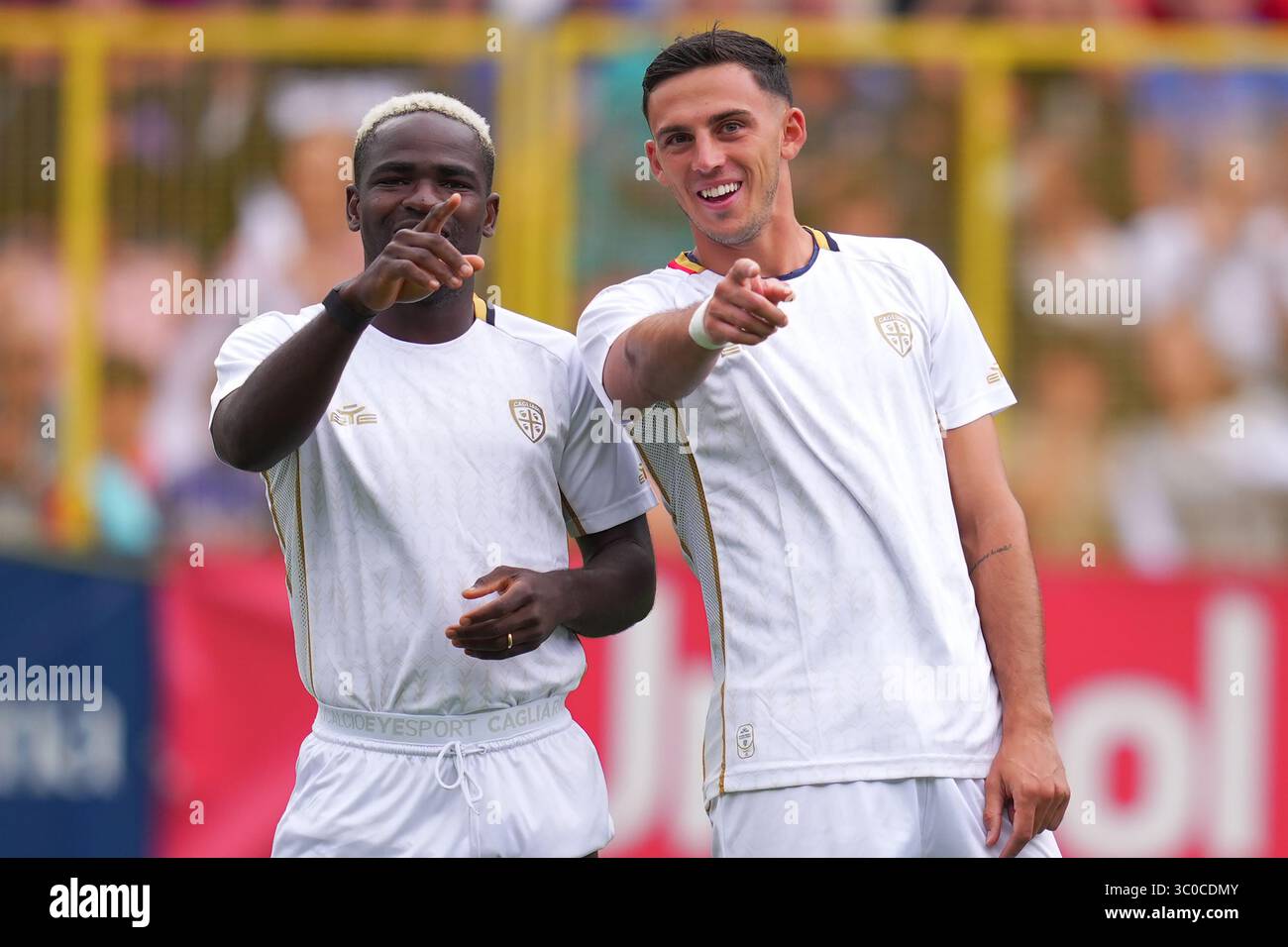 Cagliari's Zito Luvumbo , Cagliari's Gabriele Zappa during the friendly match soccer match ...