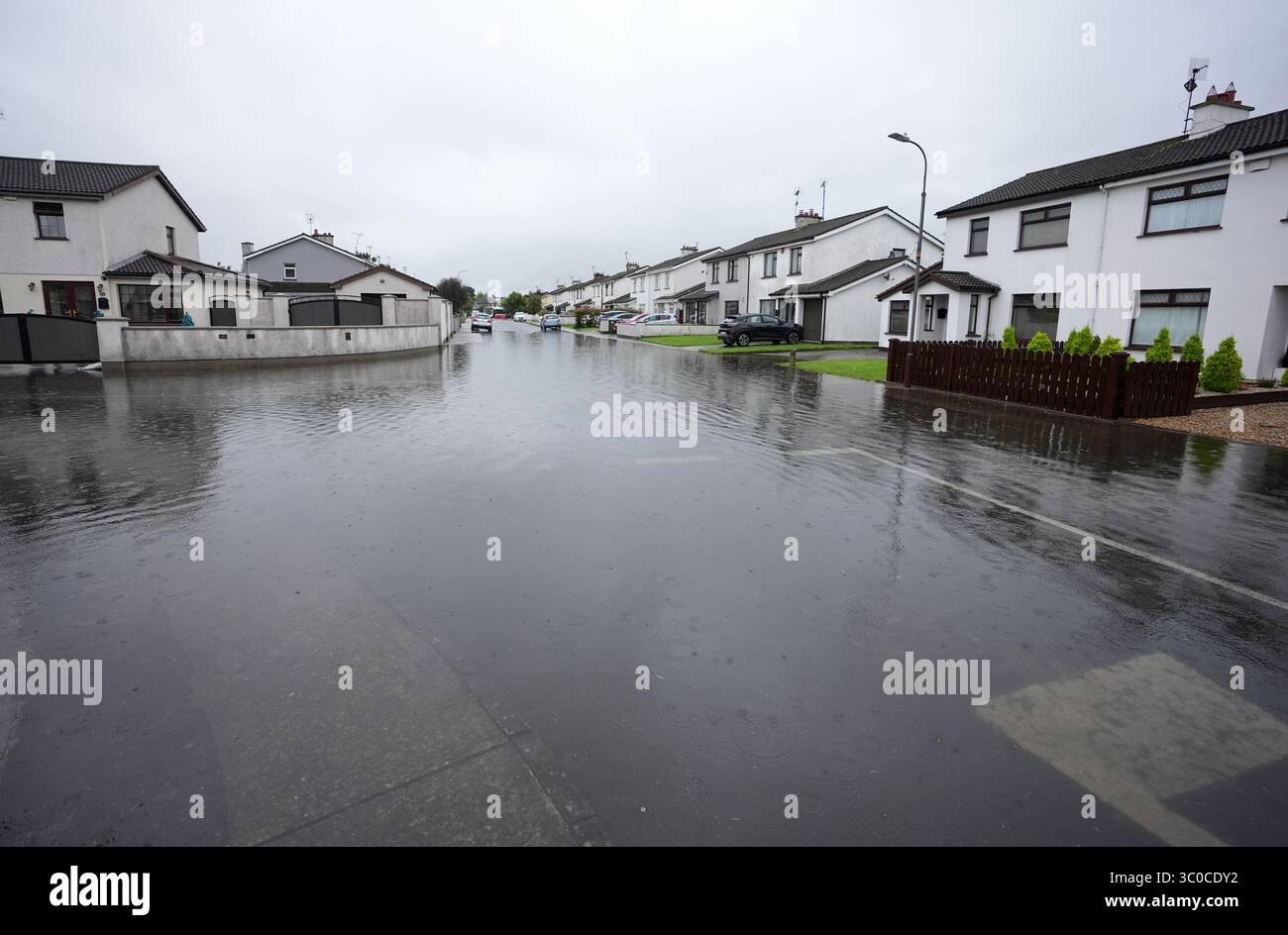 Flood water covers pavements and roads on the Bay Estate in Dundalk, Co ...