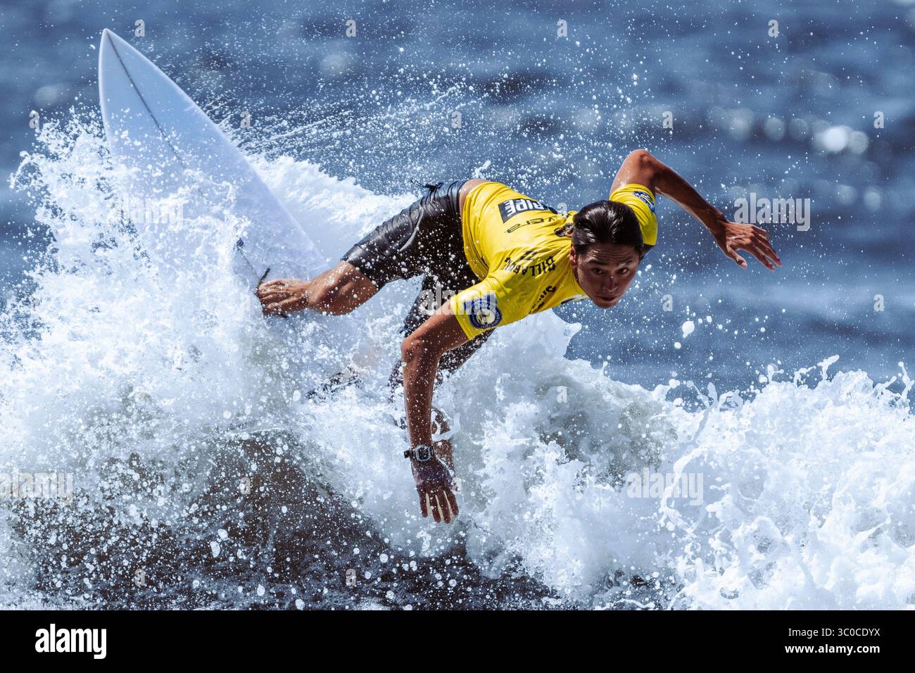JULY 21, 2025 Soma Hirahara competes in the Surfing Shortboard Contest ...