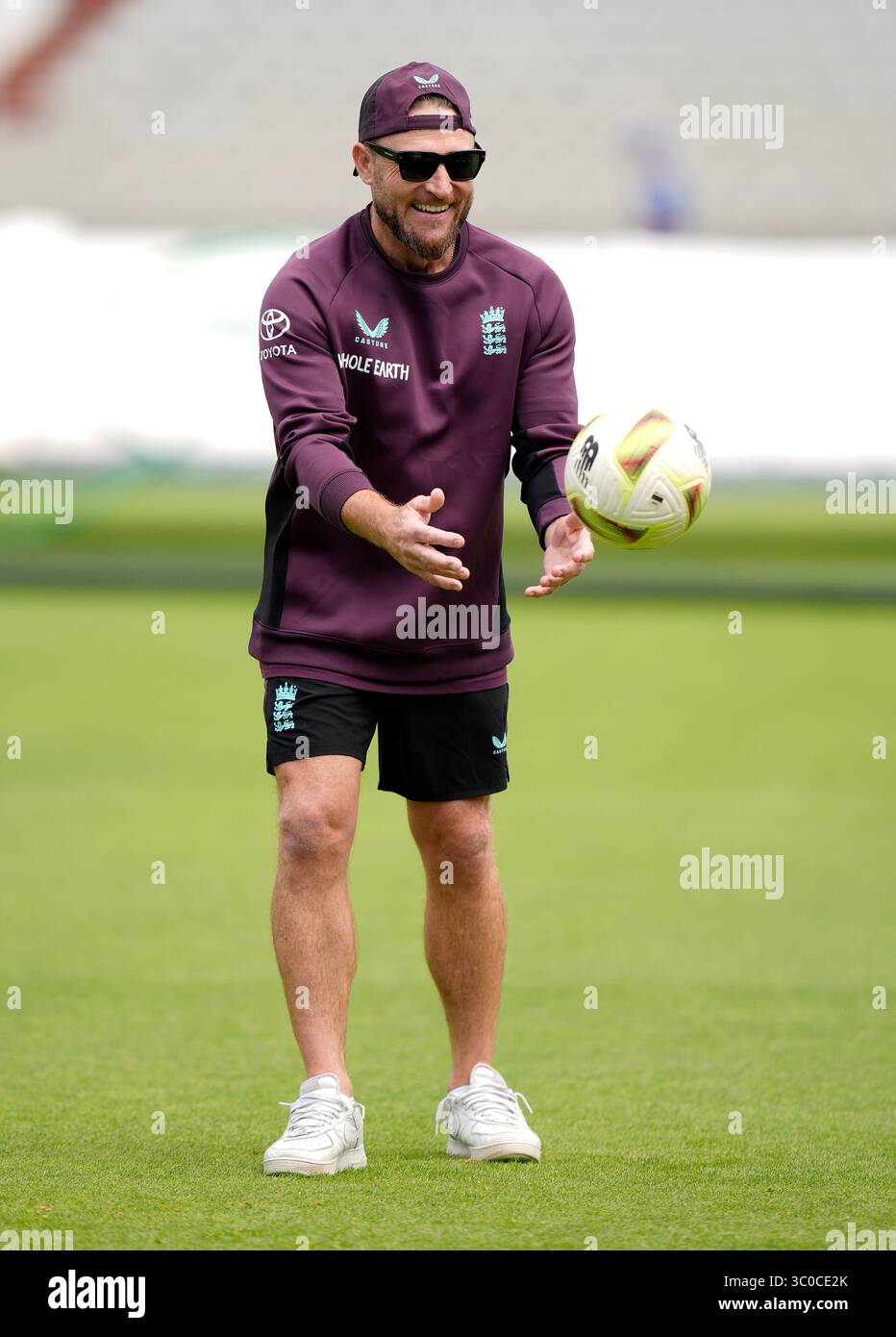 England head coach Brendon McCullum during a nets session at Emirates ...