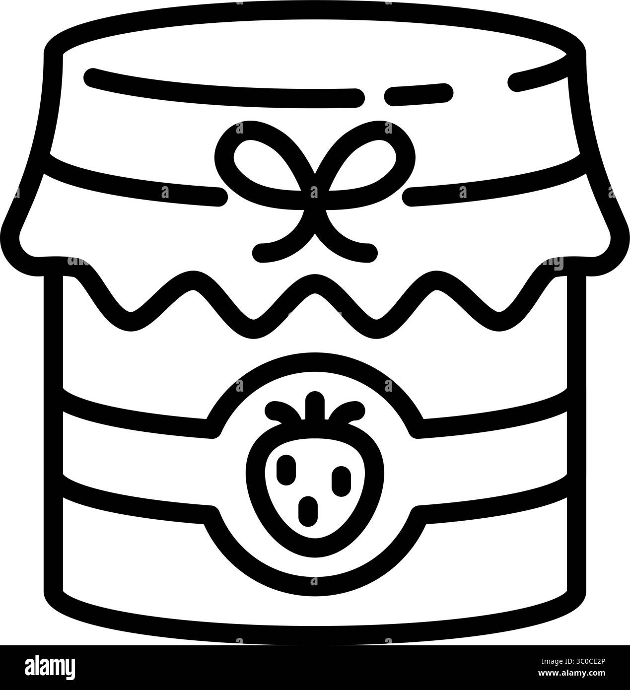 Outline icon of a jar with strawberry jam. Clean vector line style with ...