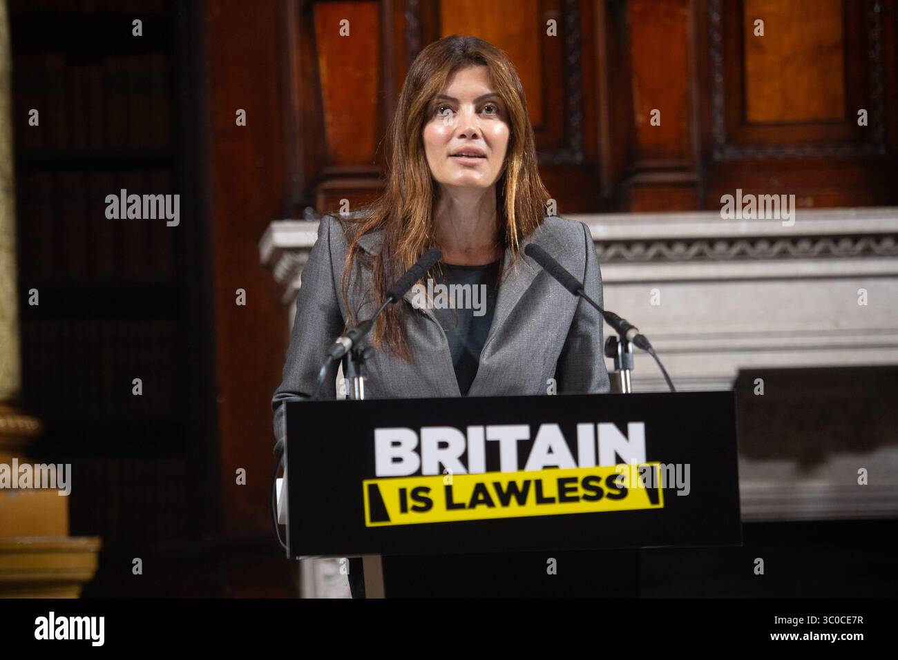 London, UK. 21 Jul 2025. Reform UK Councillor Laila Cunningham speaks ...