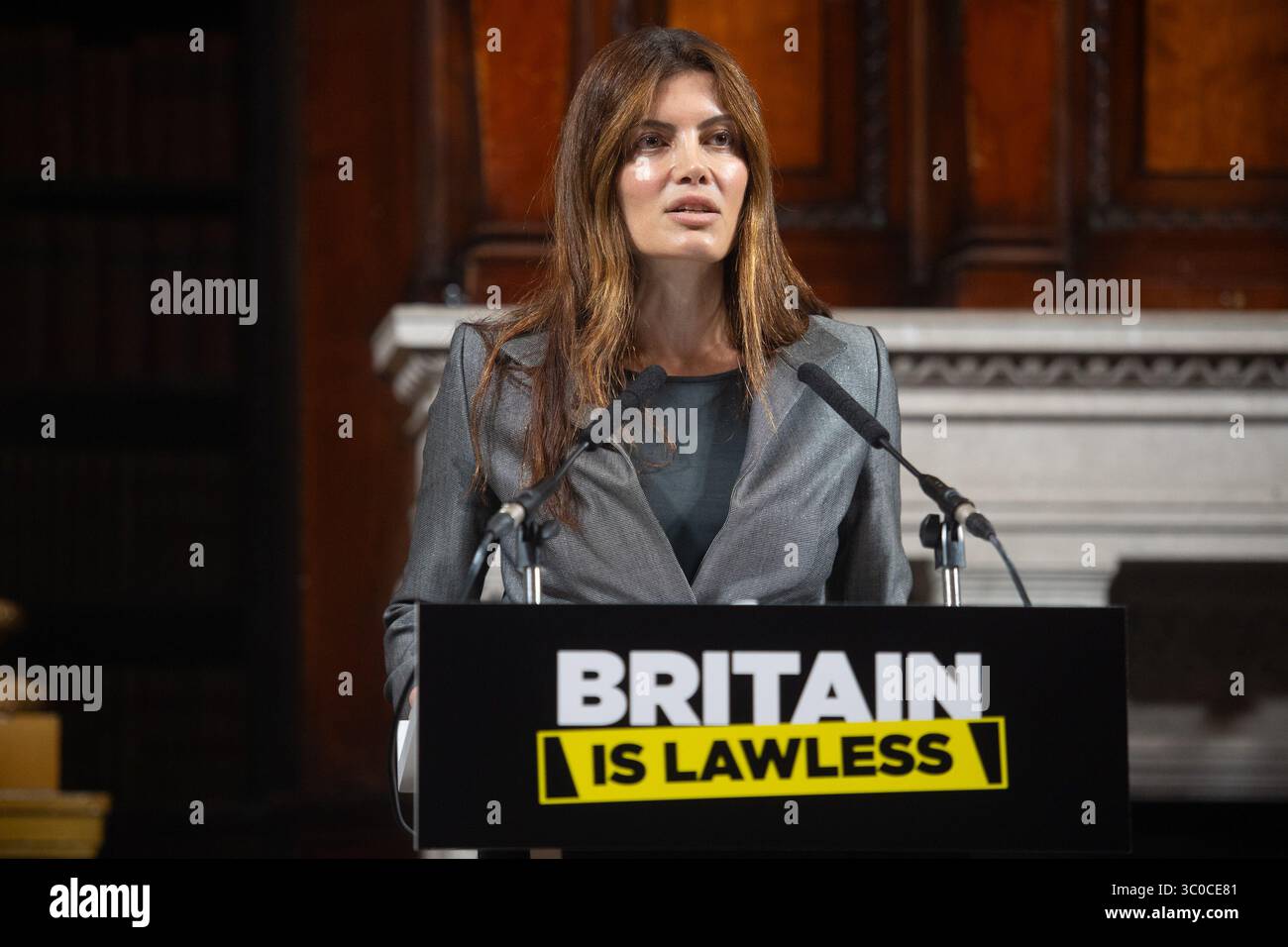 London, UK. 21 Jul 2025. Reform UK Councillor Laila Cunningham speaks ...