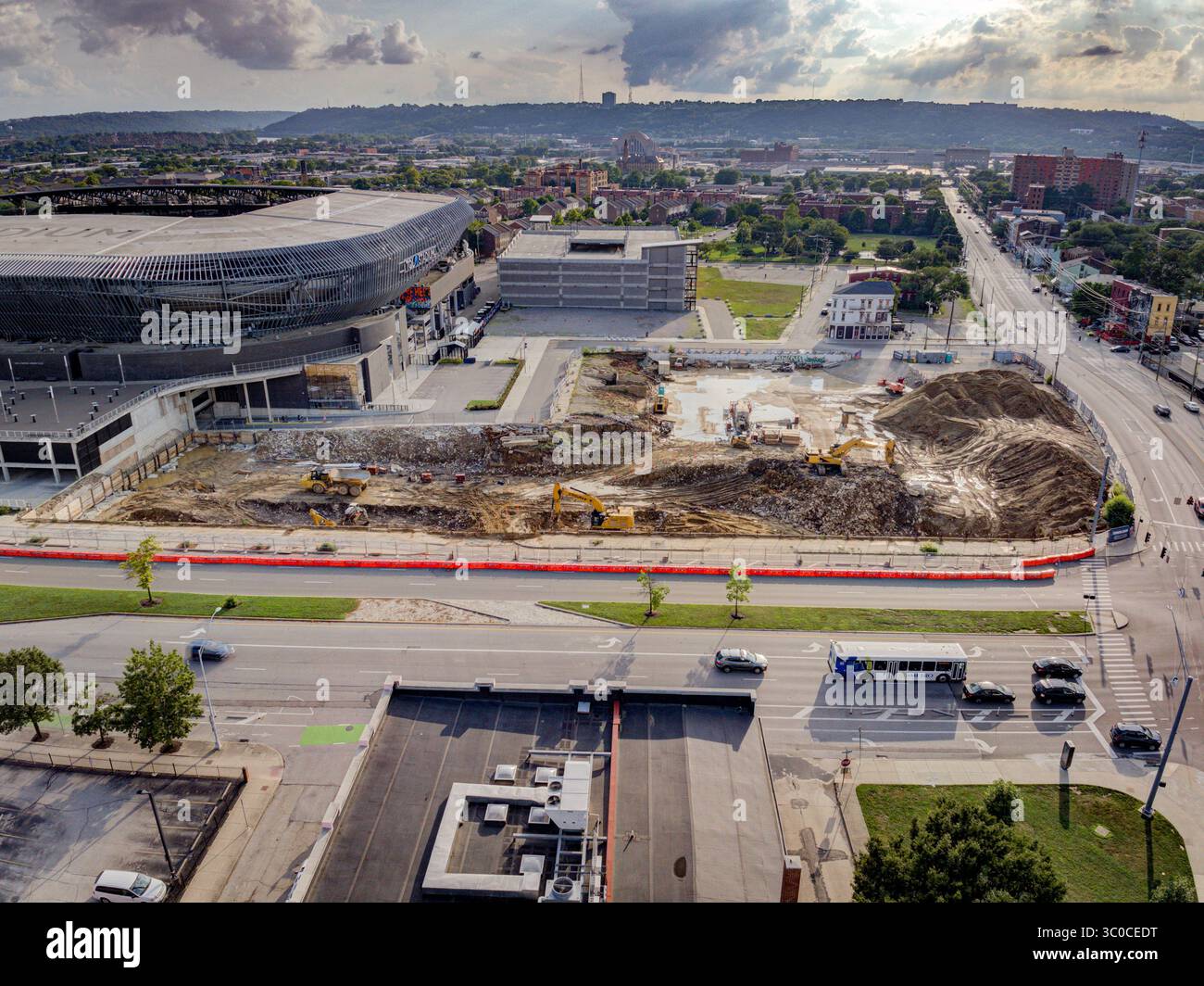 Cincinnati, United States - 18 July 2025: Aerial view of a construction ...