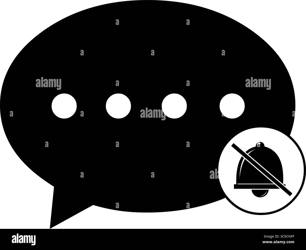 vector illustration black and white icon speech bubble and bell cross ...
