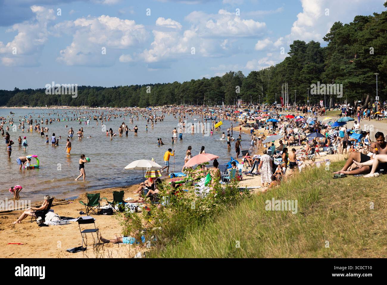 Seasonal weather, daily life at beach Varamon, lake Vättern, Motala ...