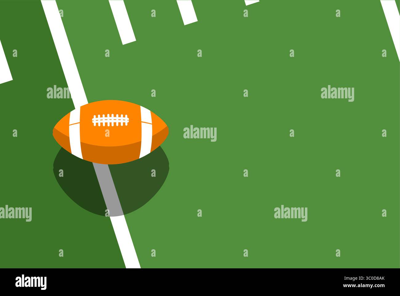 Rugby ball on rugby pitch, top view, rugby football field, view from ...