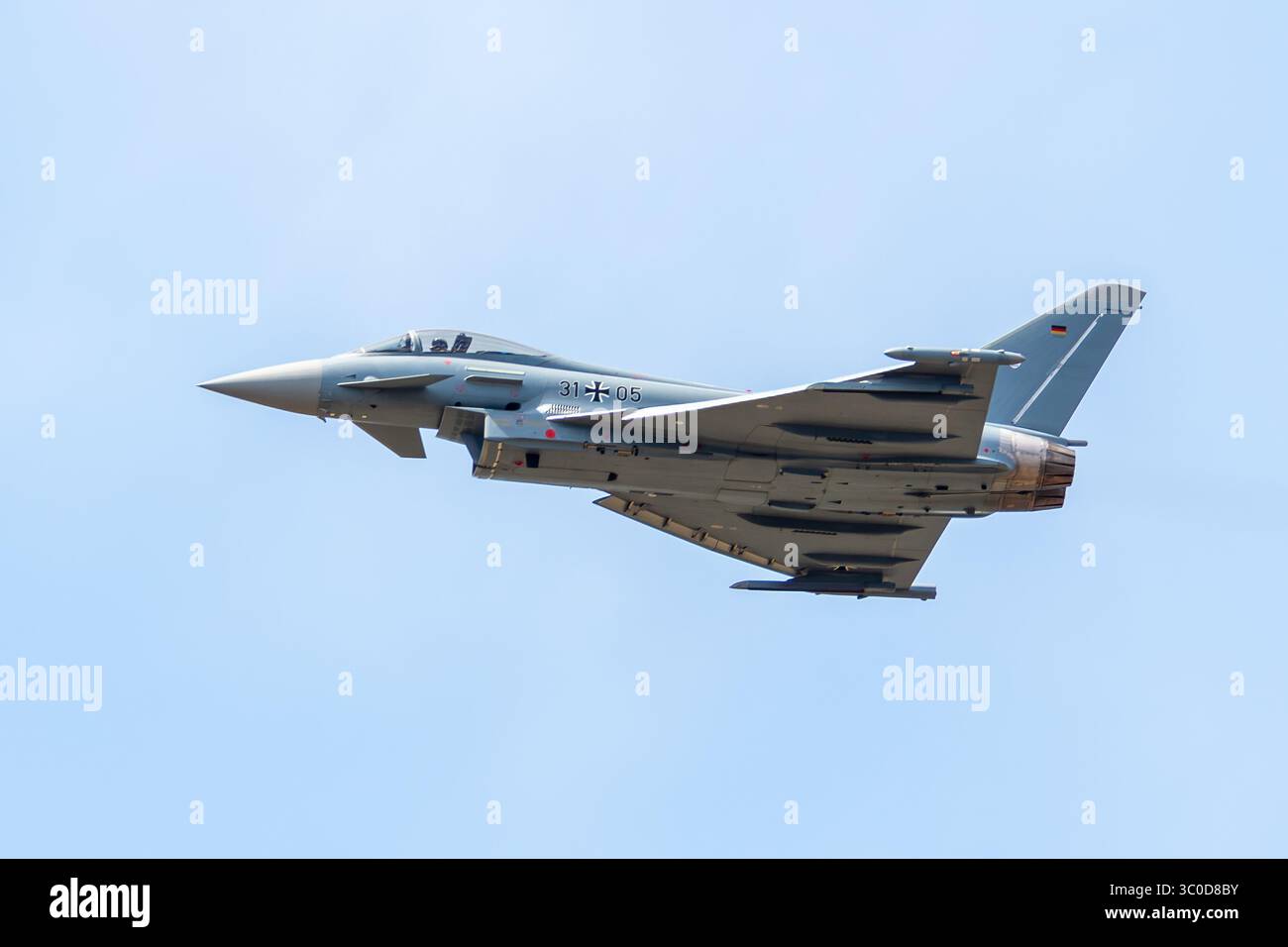 Side view of a German Air Force Typhoon in low flight, a canard delta ...