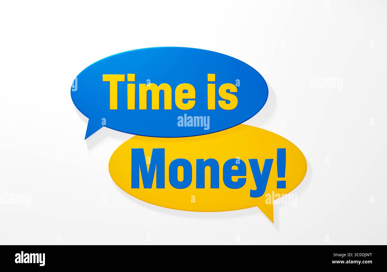 Time is money Time is money Speech bubble in yellow and blue. Success ...