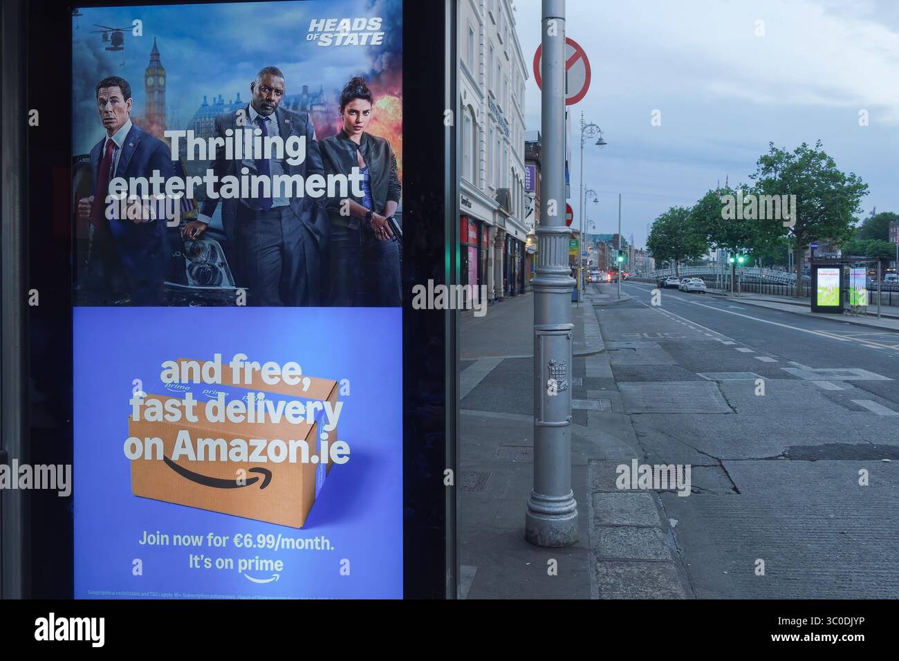 Dublin, Ireland a colorful advertisement for Amazon Prime displayed on ...
