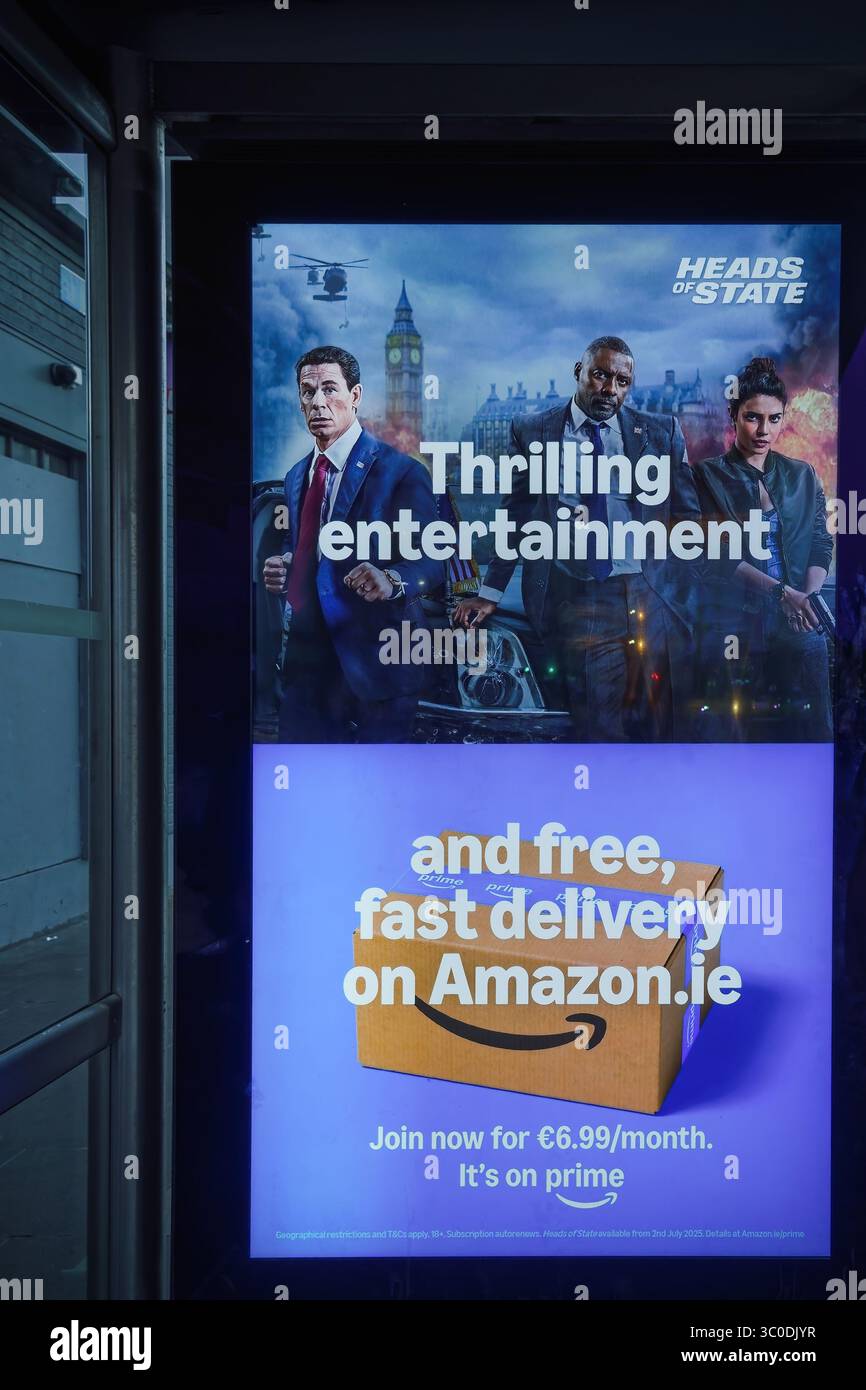 Dublin, Ireland a colorful advertisement for Amazon Prime displayed on ...
