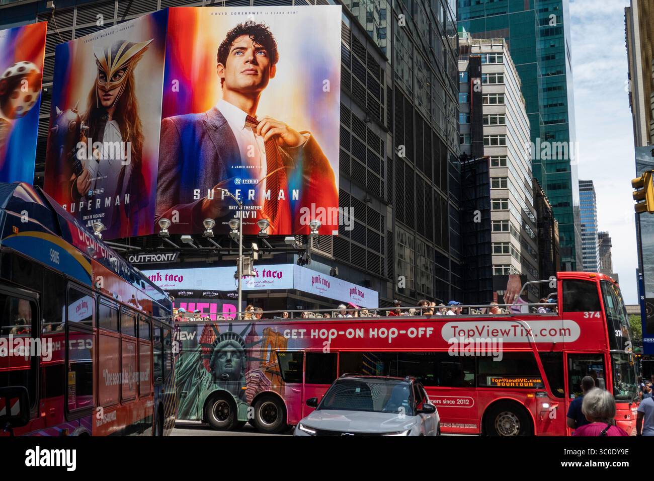 Huge electronic billboards on seventh Avenue in Times Square district ...