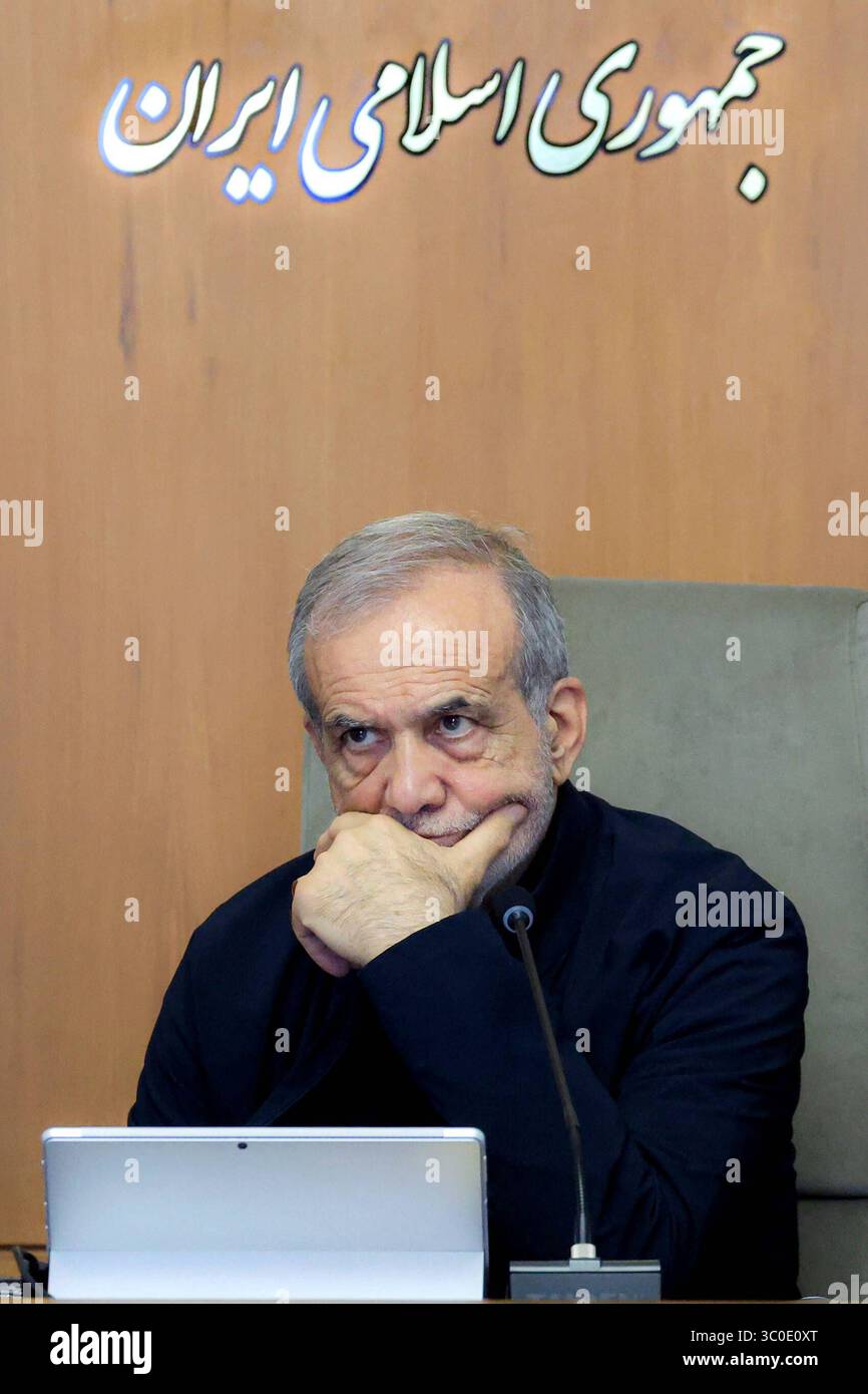 Iranian President Masoud Pezeshkian chairs a meeting of the Iranian ...