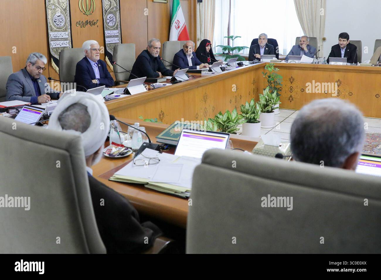 Iranian President Masoud Pezeshkian chairs a meeting of the Iranian ...