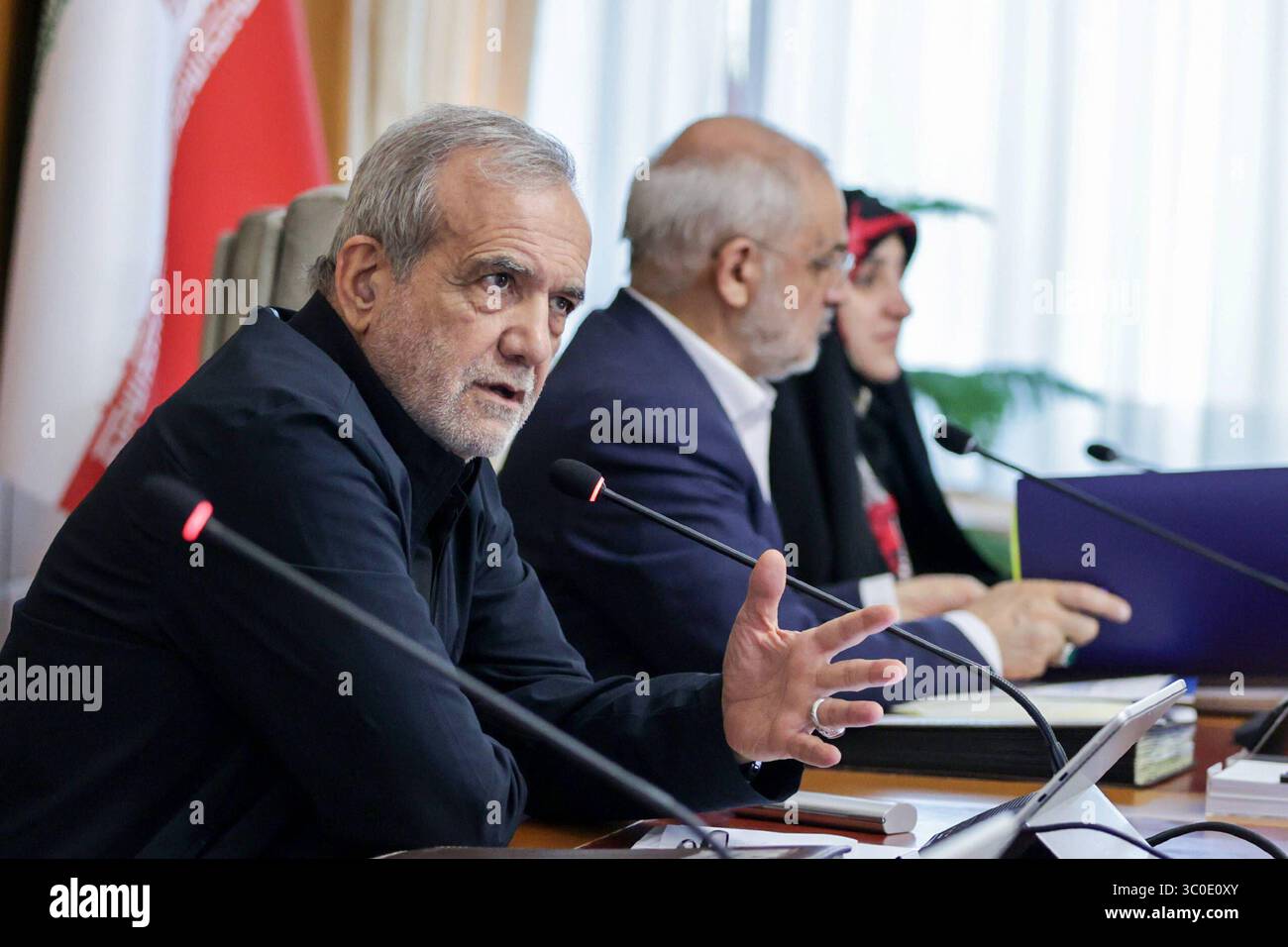 Iranian President Masoud Pezeshkian chairs a meeting of the Iranian ...