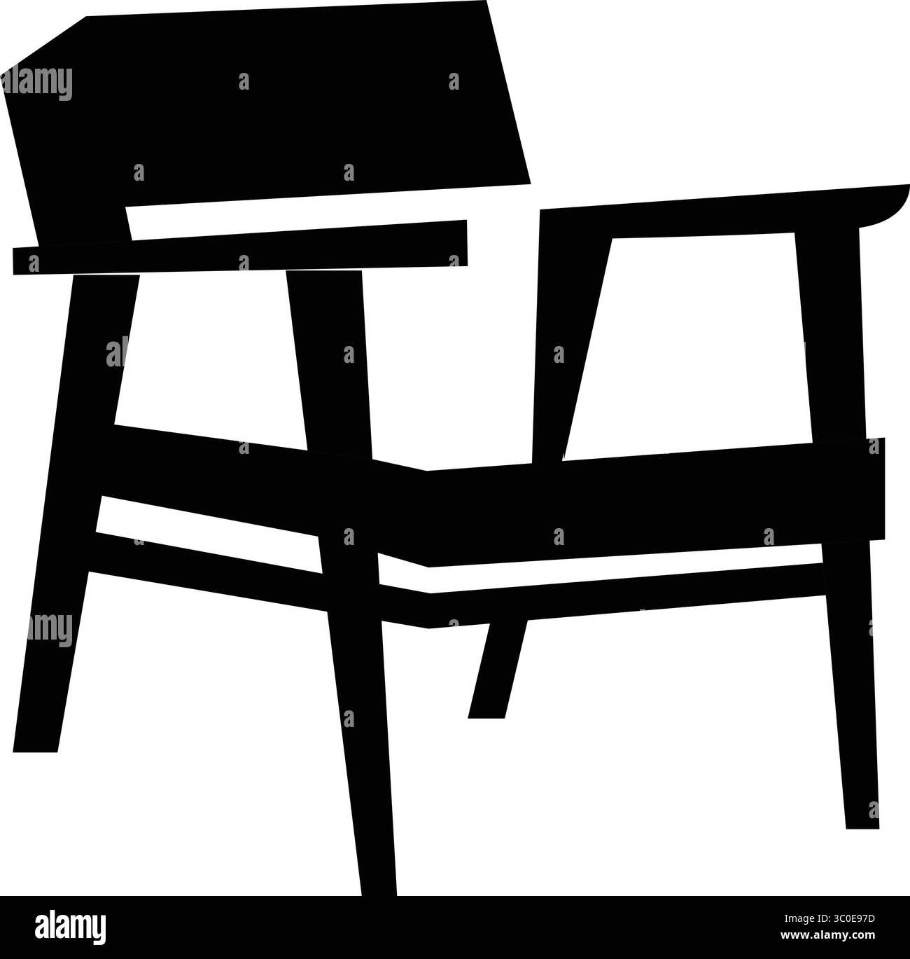 Modern Wooden Lounge Chair with Wide Armrests and Retro Legs ...