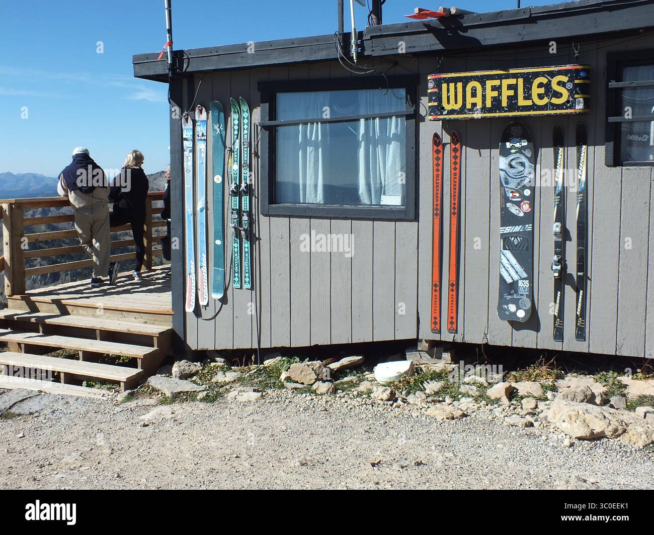 January 13, 2017 - Jackson, WY, USA - Old skis adorn the exterior walls ...