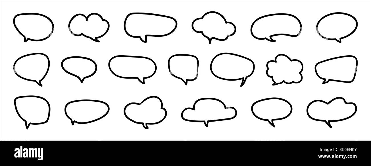 Speech bubble samples. Fun dialogue outline frames. Chat box, empty ...