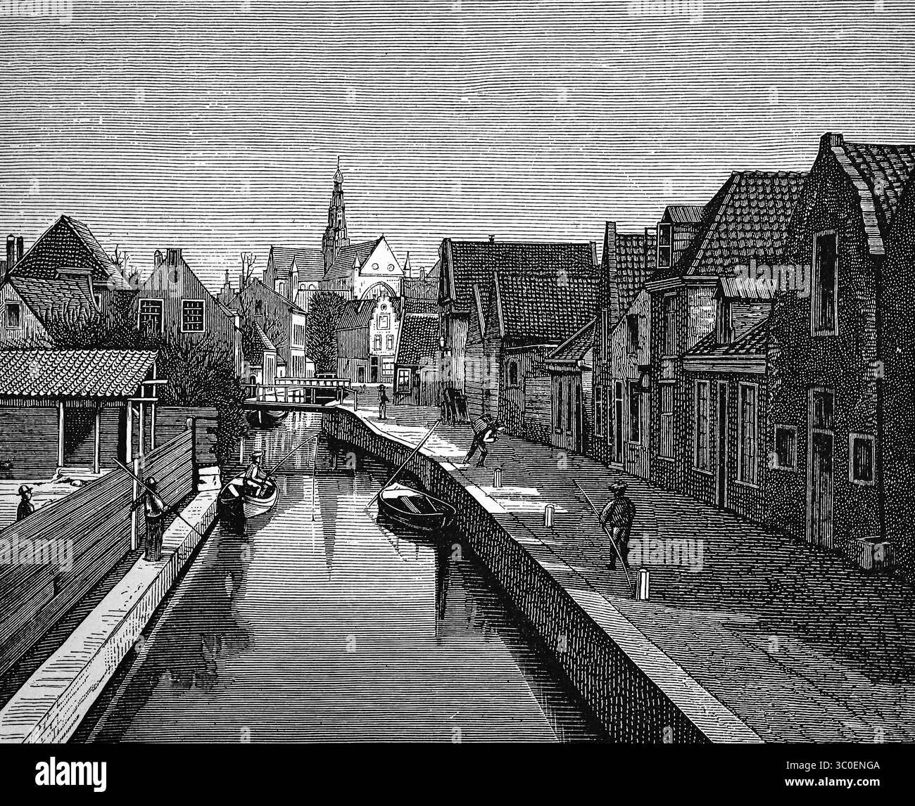 Netherlands haarlem canal bridge Black and White Stock Photos & Images ...