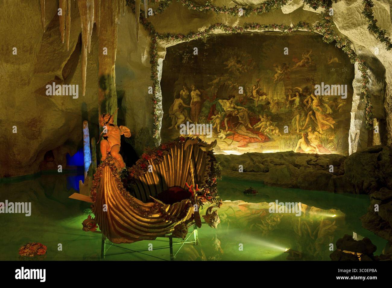 Venus Grotto by King Ludwig II, artificial stalactite cave, lake with ...