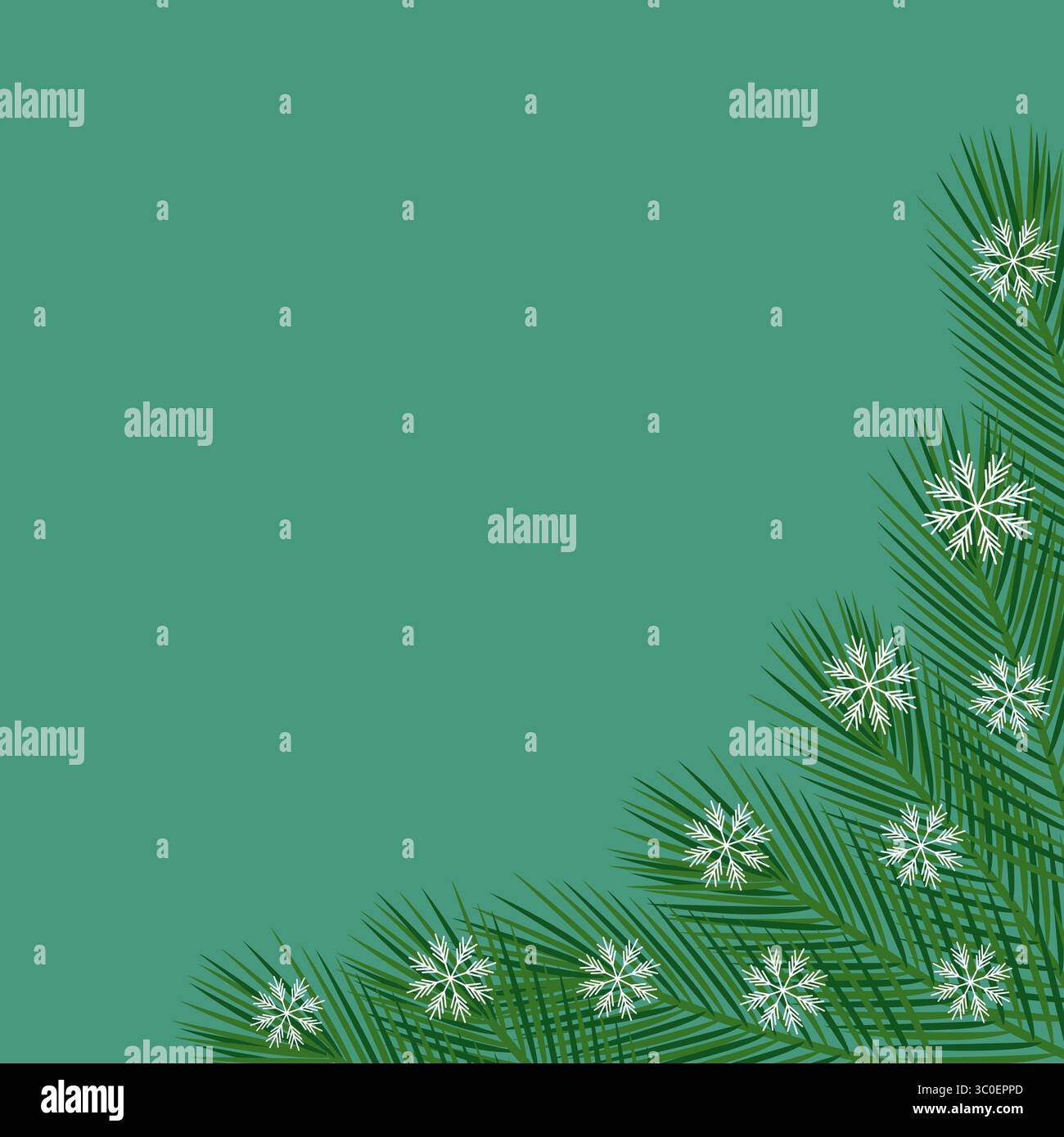 Christmas Tree Twigs and Snowflakes Corner Frame border Winter Holidays ...