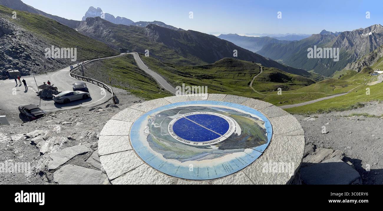 In front orientation board on stone pedestal at viewpoint on third ...