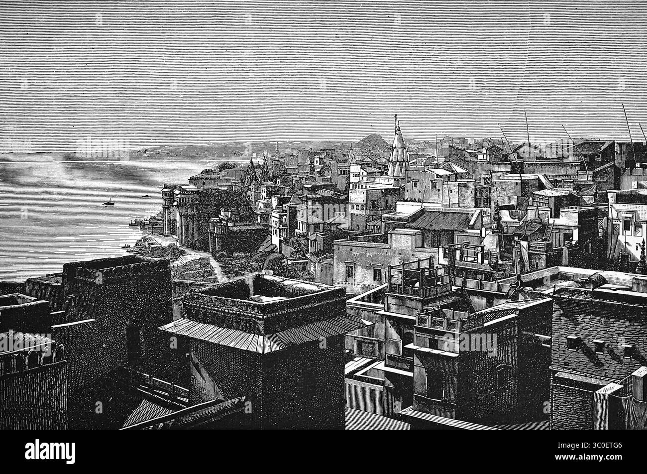 Cityscape varanasi uttar pradesh Black and White Stock Photos & Images ...