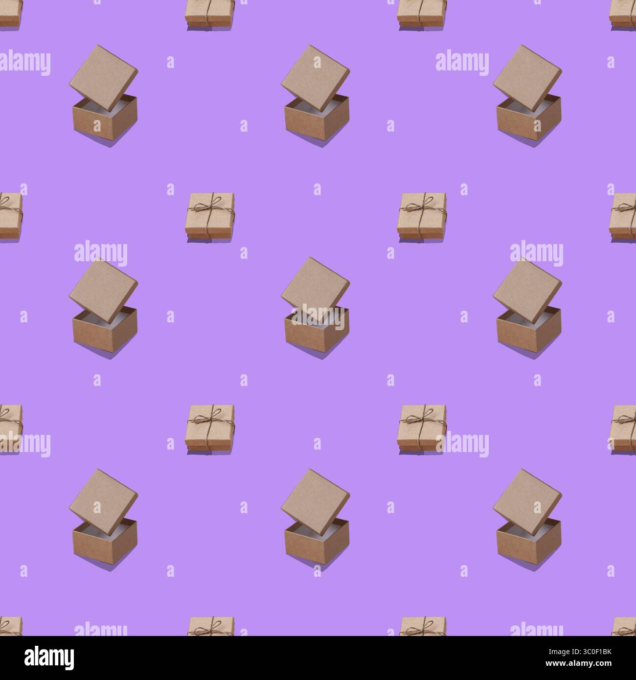 Cardboard boxes on lilac background seamless pattern Stock Photo - Alamy