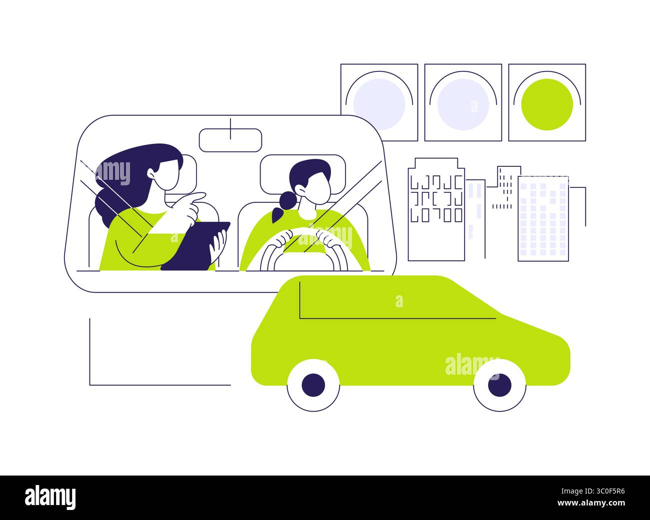 City driving lesson abstract concept vector illustration Stock Vector ...