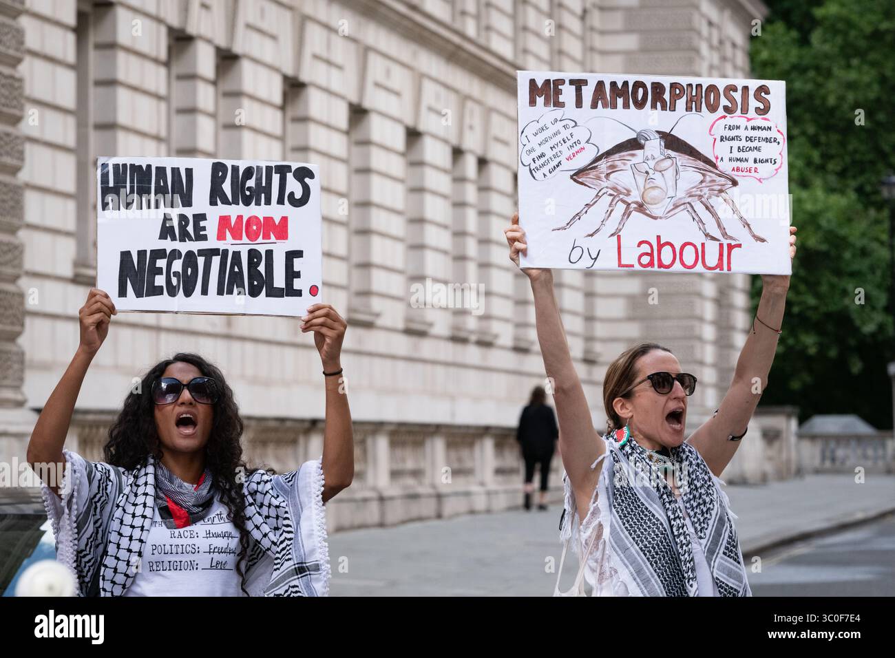 London, UK. 21 July, 2025. Palestine supporters stage a rally outside ...